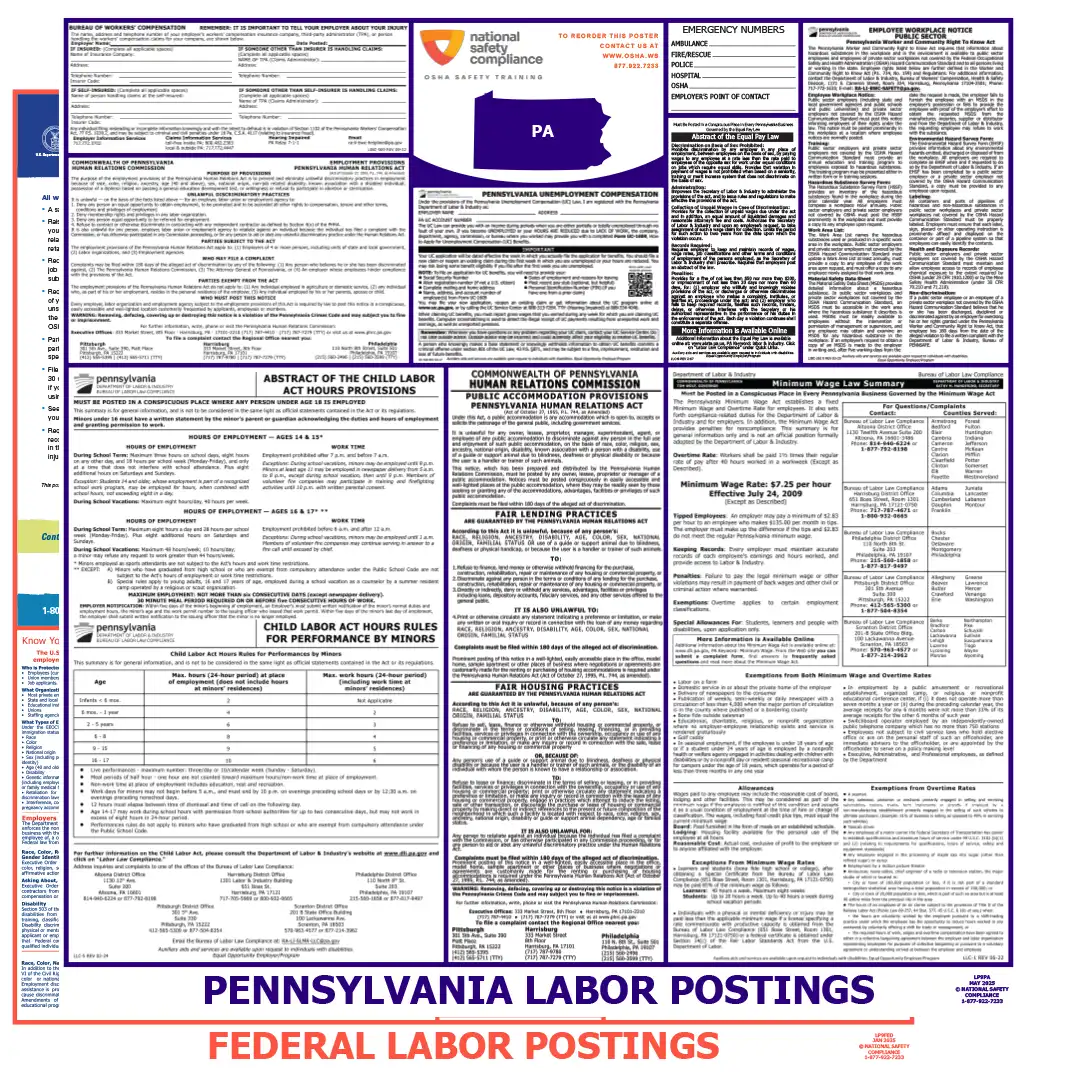 2026 Pennsylvania State & Federal Labor Law Posters – Regs Authority